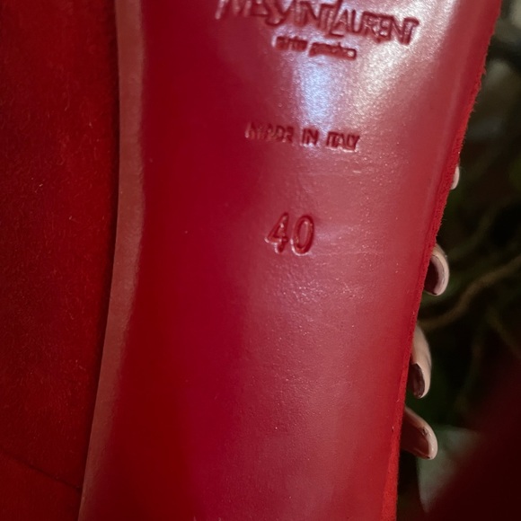 Yves Saint Laurent | Shoes | Ysl Tribtoo Red Suede Platform Pump | Poshmark